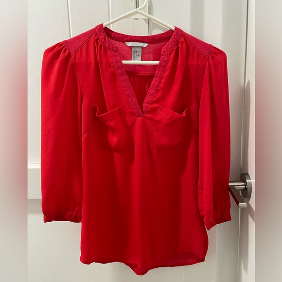 H&M | Tops | Hm Bright Red Blouse Size 2 | Poshmark